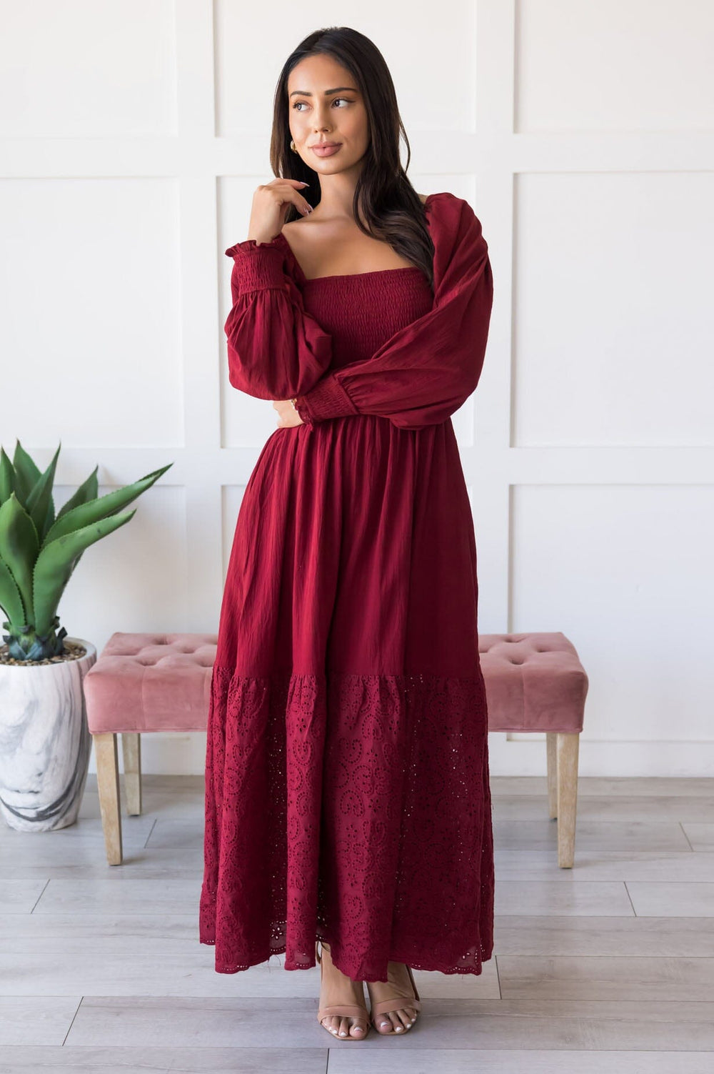 The Emalee Modest Eyelet Dress