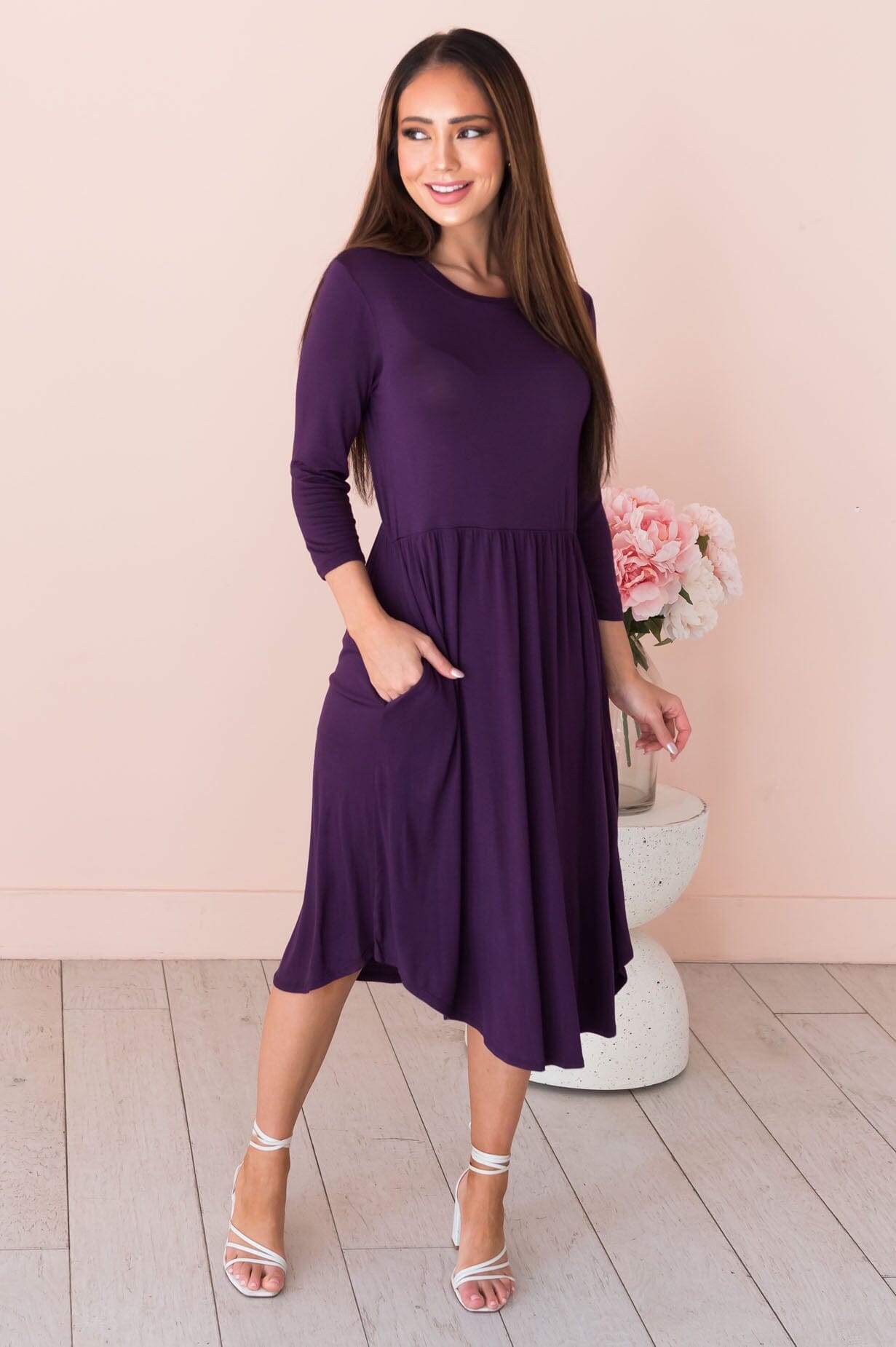 The McKaylee Modest Solid Dress