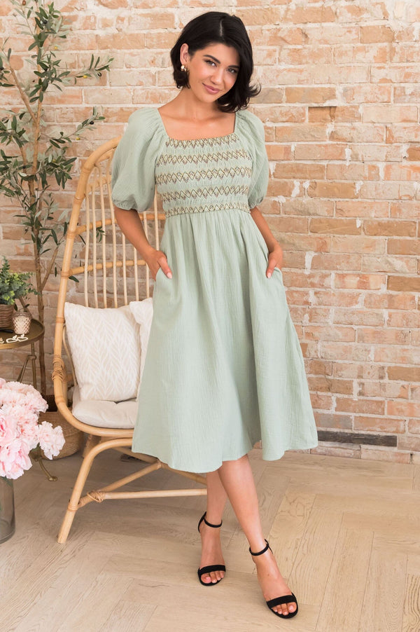 The Shadia Modest Embroidery Dress