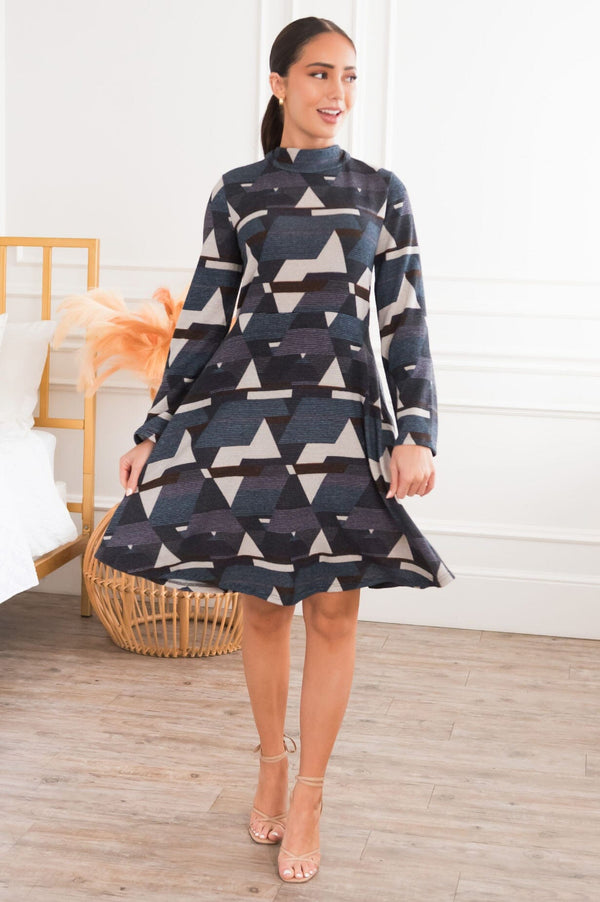 The Lakelyn Modest Geo Print Dress