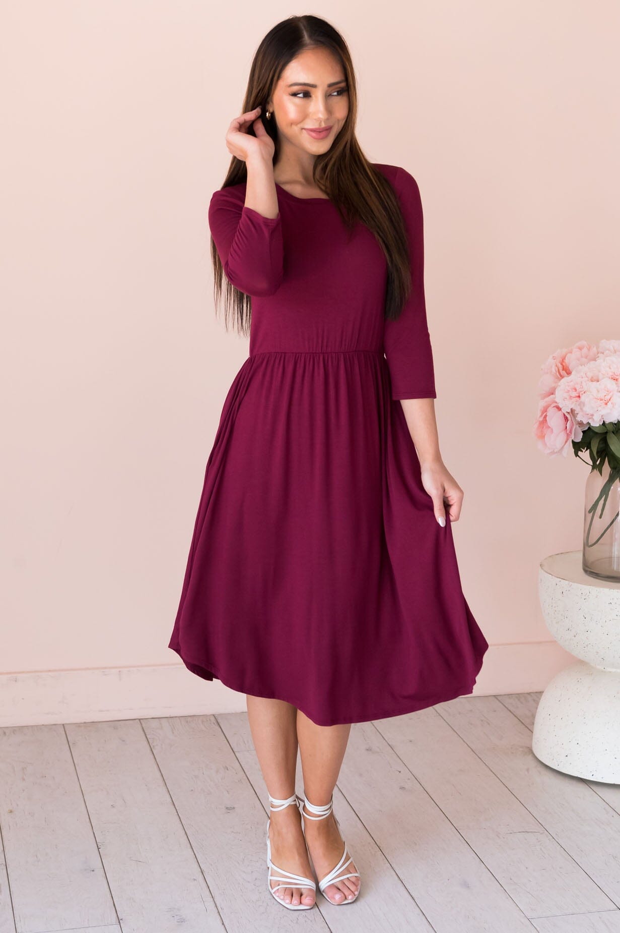 The McKaylee Modest Solid Dress
