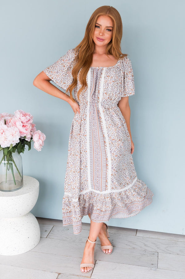 The Floria Modest Embroidered Dress