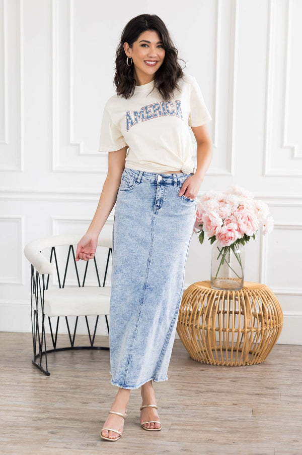 Game Day Denim Skirt