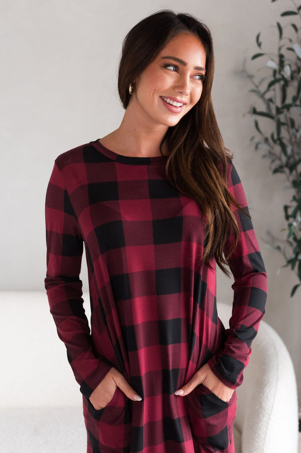 The Nori Modest Plaid Dress