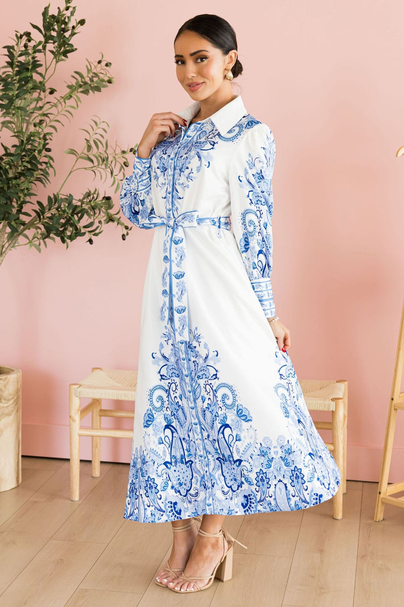The Berlynn Modest Paisley Dress