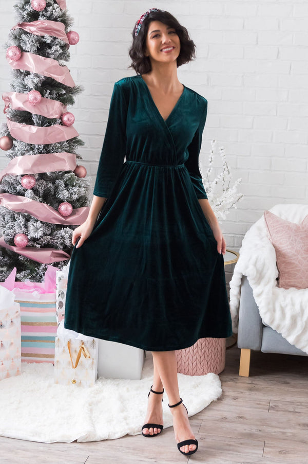 The Katja Modest Velvet Dress - NeeSee's Dresses