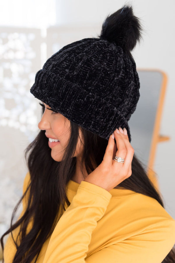 Stay Cozy Chenille Pom Pom Beanie