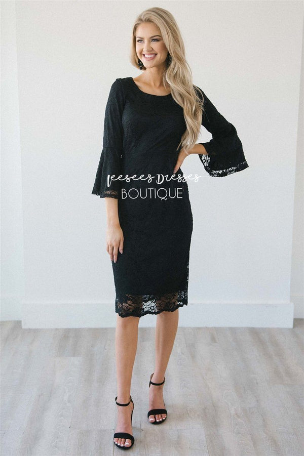 Black Lace Modest Dress | Modest Bridesmaids Dresses with Sleeves ...