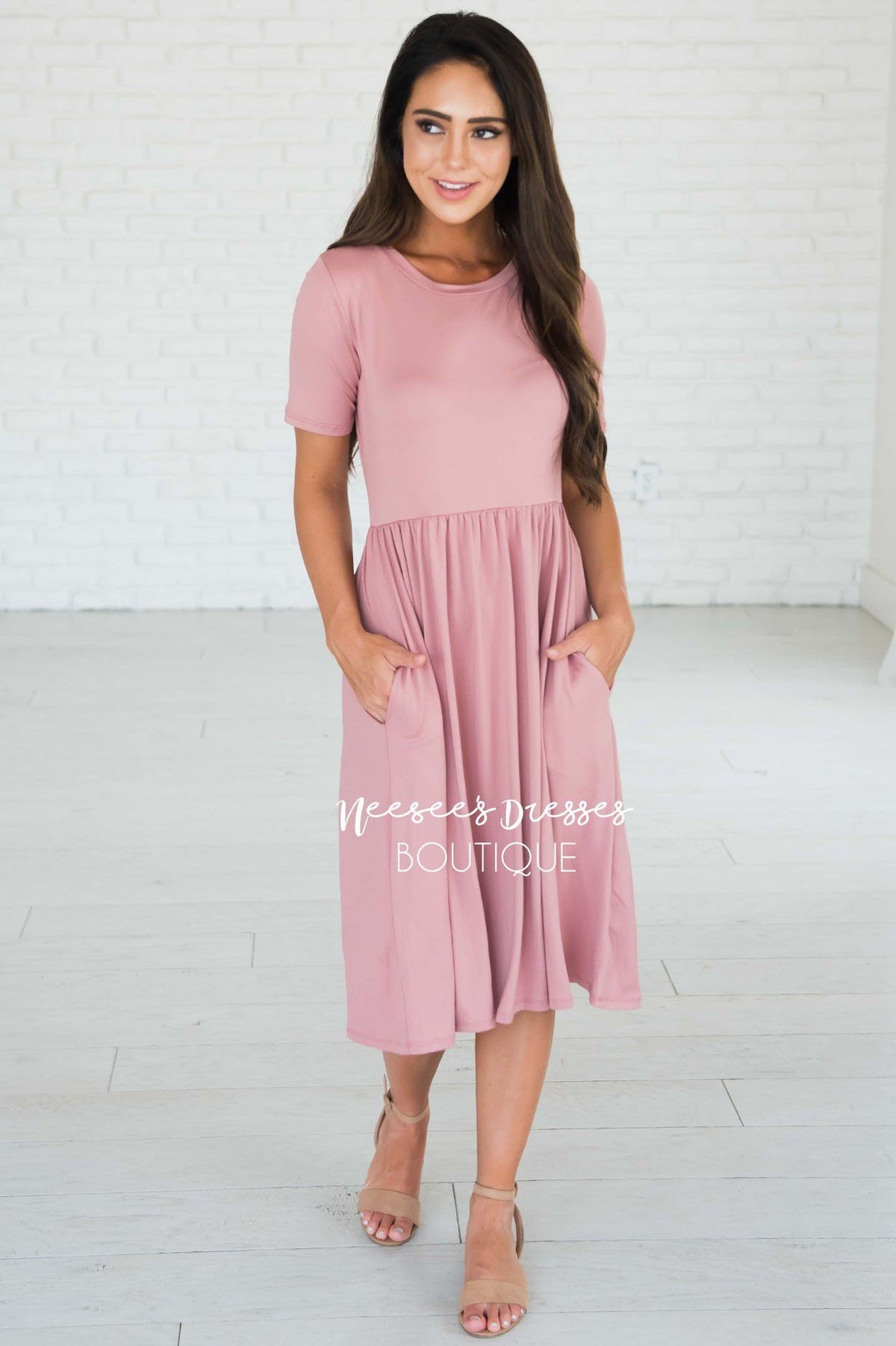 Dusty Rose Modest Short Sleeve Dress | Best Place To Buy Modest Dress ...