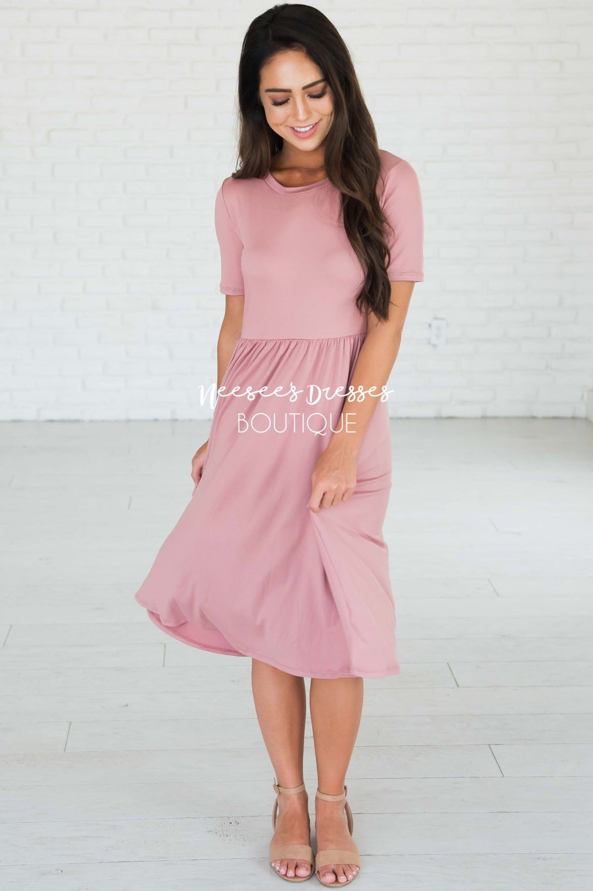 Dusty Rose Modest Short Sleeve Dress | Best Place To Buy Modest Dress ...