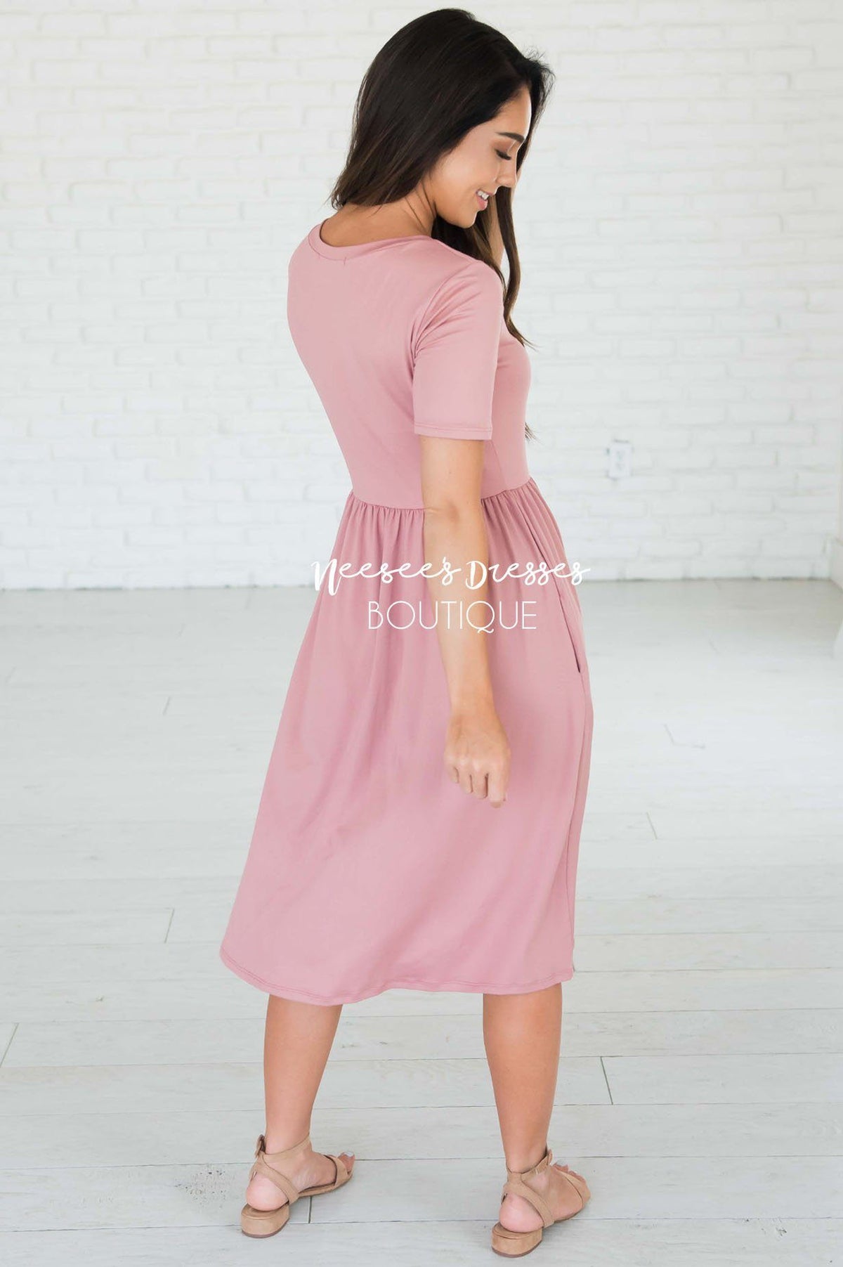 Dusty Rose Modest Short Sleeve Dress | Best Place To Buy Modest Dress ...