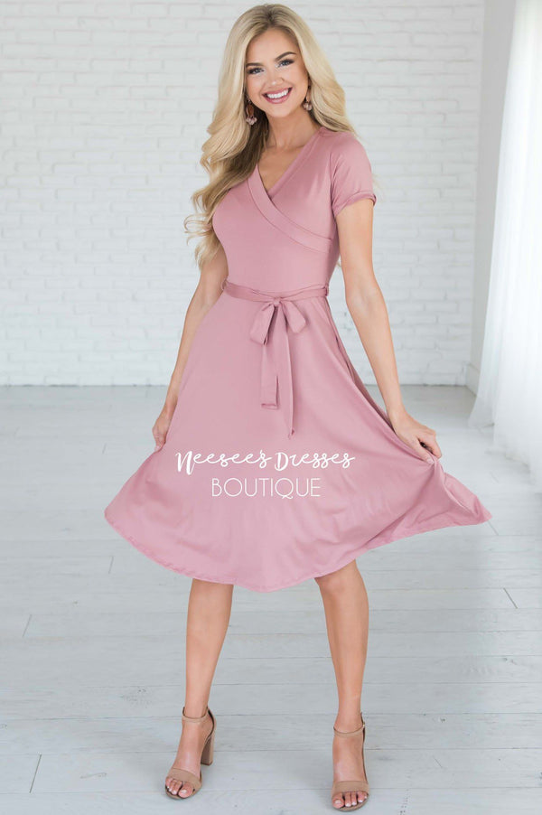 Dusty Rose Wrap Modest Dress | Best and Affordable Modest Boutique ...