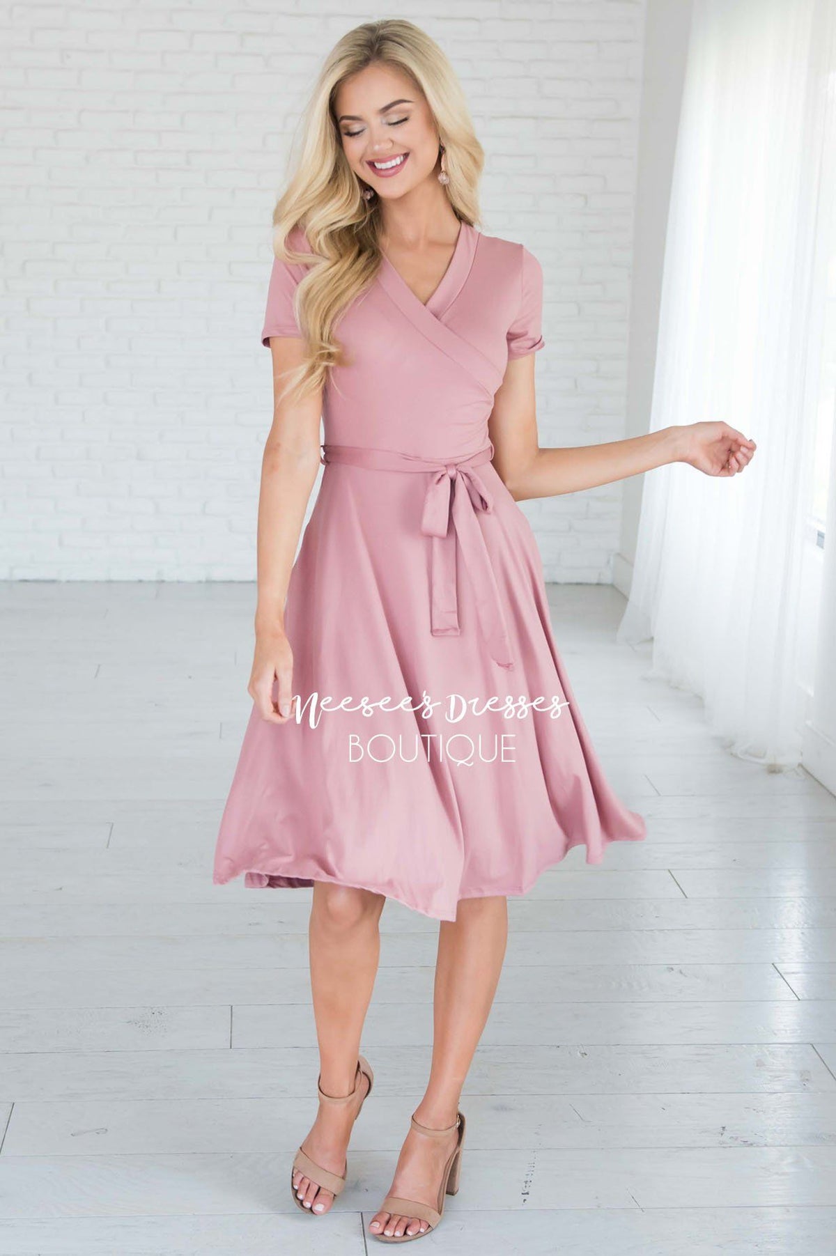 Dusty Rose Wrap Modest Dress | Best and Affordable Modest Boutique ...