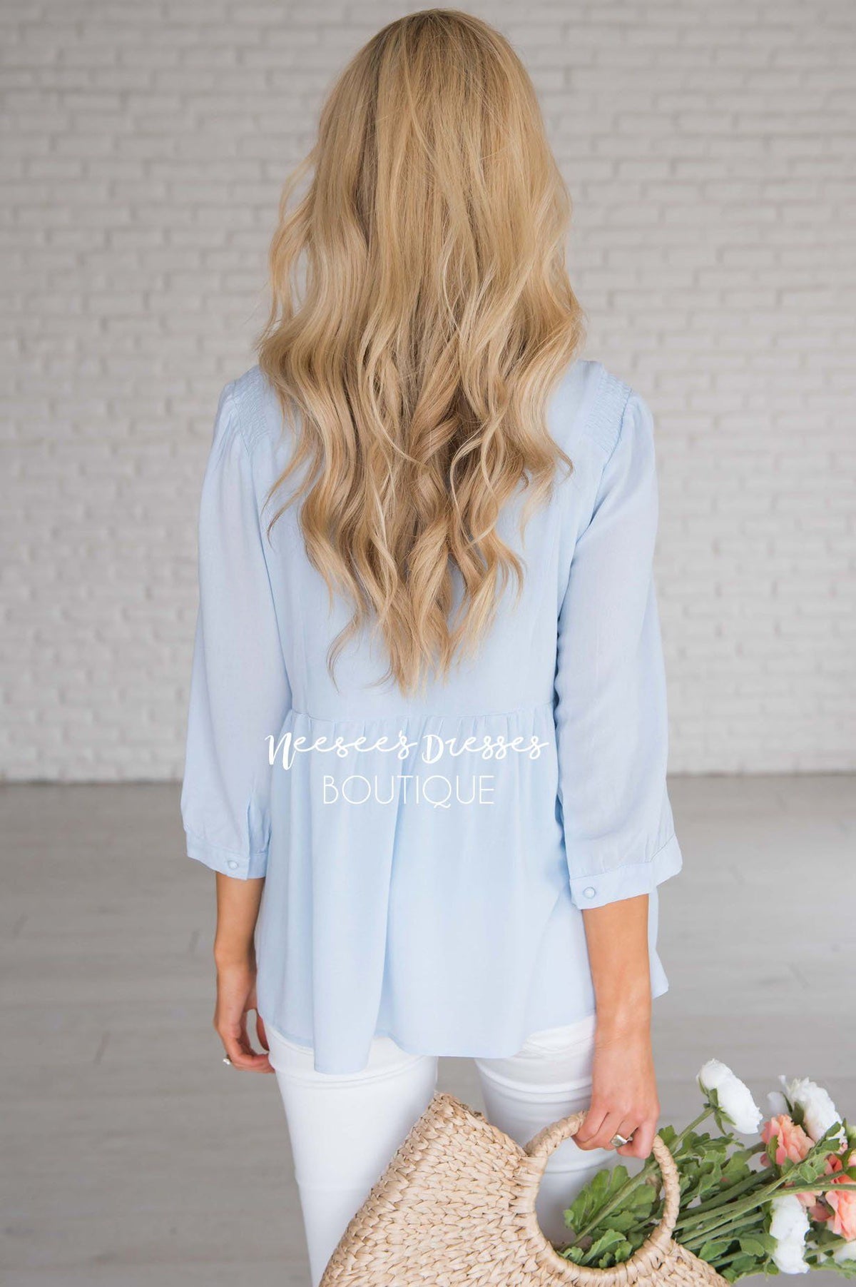 Light Blue Pastel Modest Blouse | Cute Modest Blouses