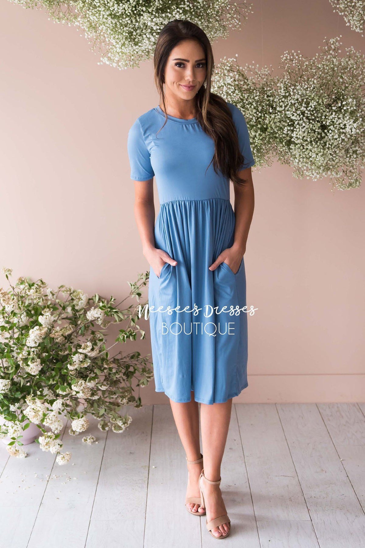 Cornflower Blue Modest Short Sleeve Dress | Best Place To Buy Modest ...