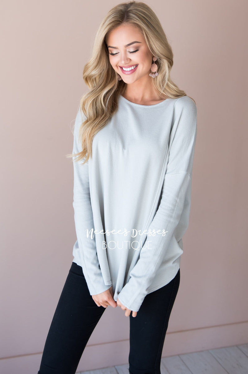 Silver Gray Modest Sweater | Best Place To Buy Modest Dresses