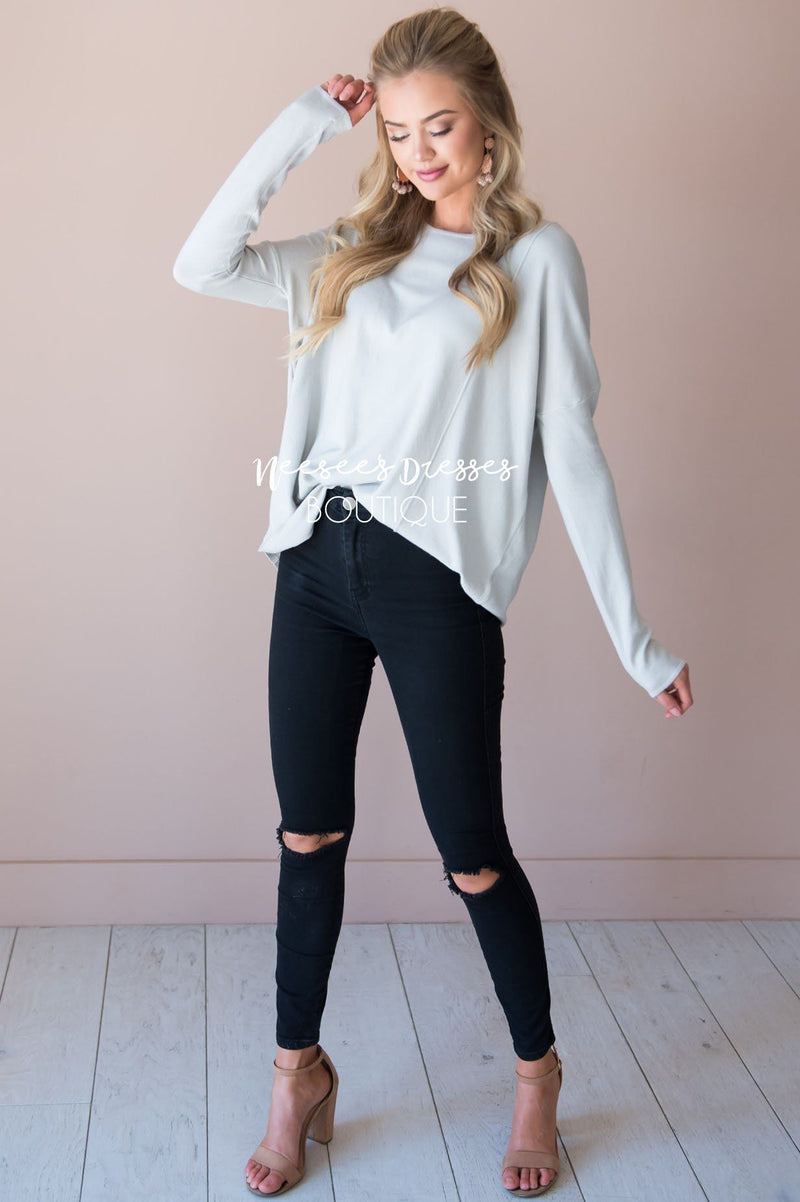Silver Gray Modest Sweater | Best Place To Buy Modest Dresses