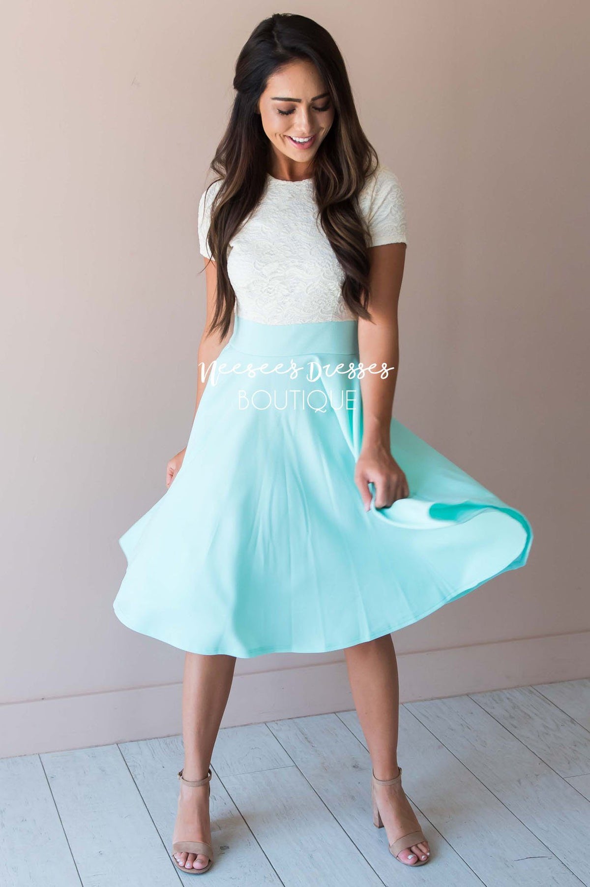 Mint Bottom Lace Bodice Modest Dress | Best and Affordable Modest ...