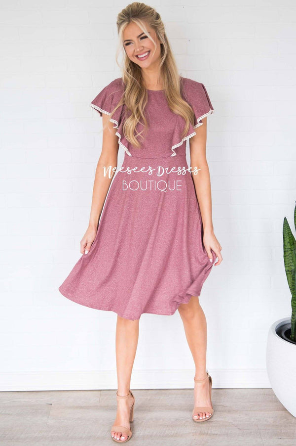 Burgundy Ruffle Modest Dress | Best and Affordable Modest Boutique ...