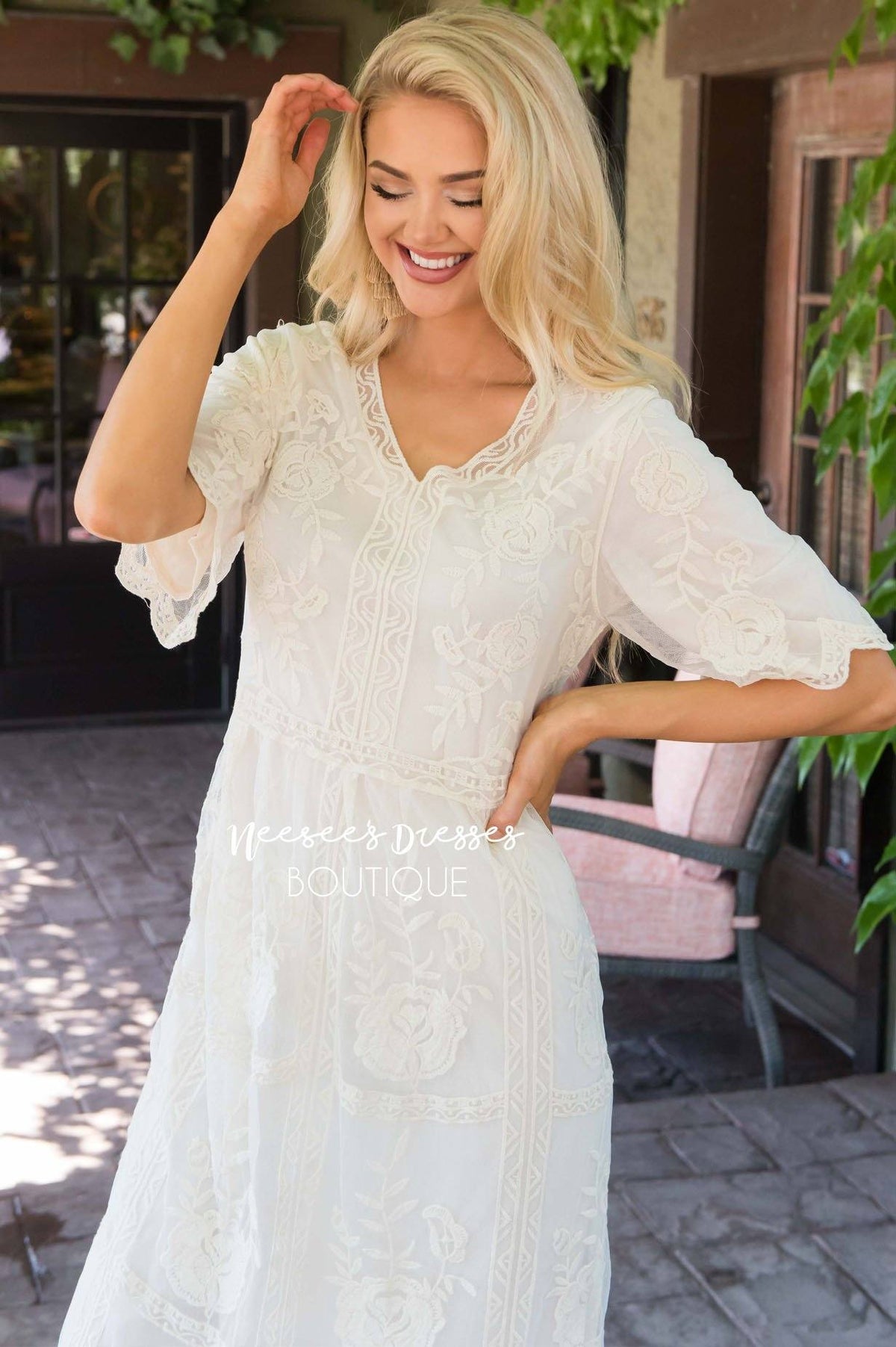 Cream Lace Modest Dress | Modest Dress for Bridesmaids | Cute Modest ...