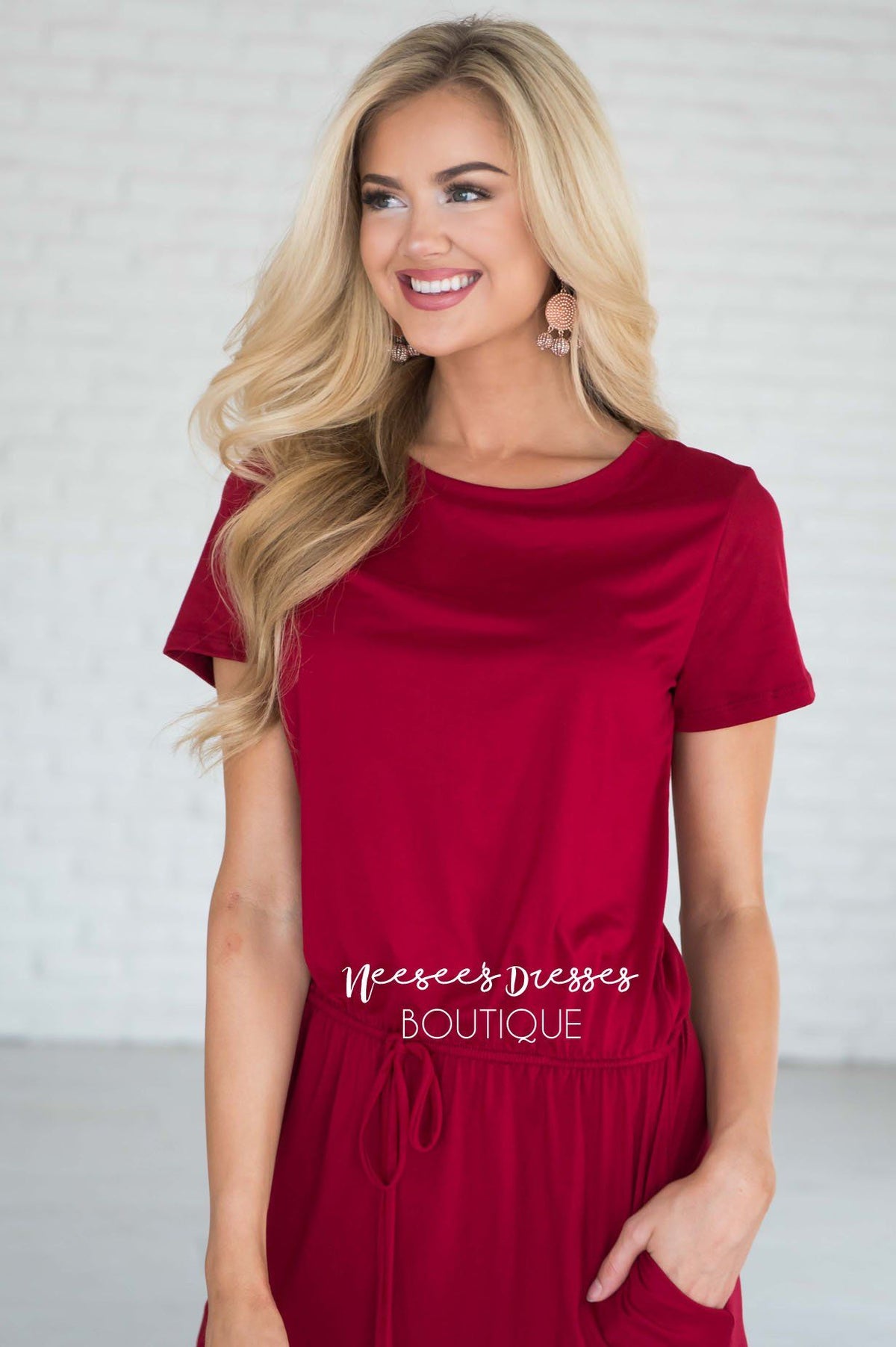 Solid Cherry Red Modest Dress | Best and Affordable Modest Boutique ...