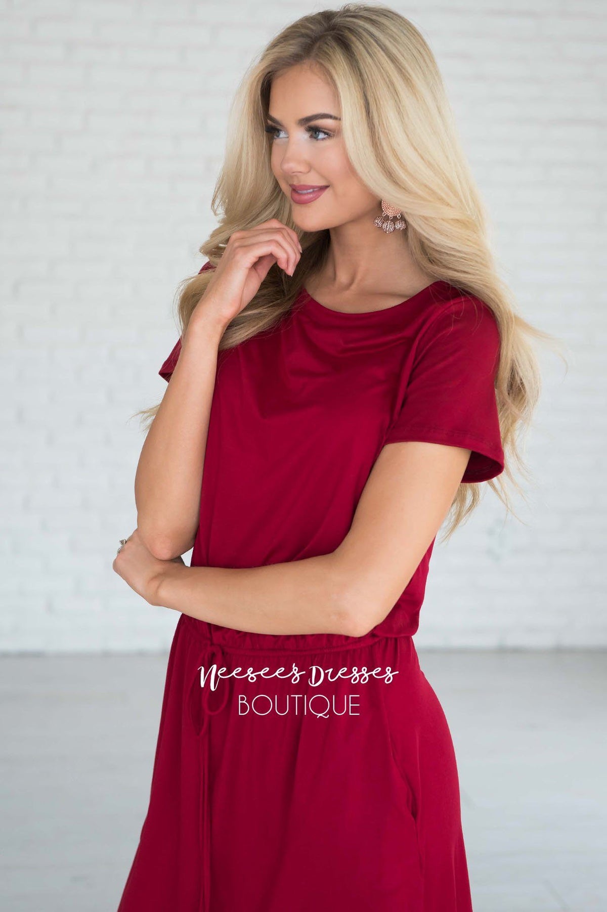 Solid Cherry Red Modest Dress | Best and Affordable Modest Boutique ...