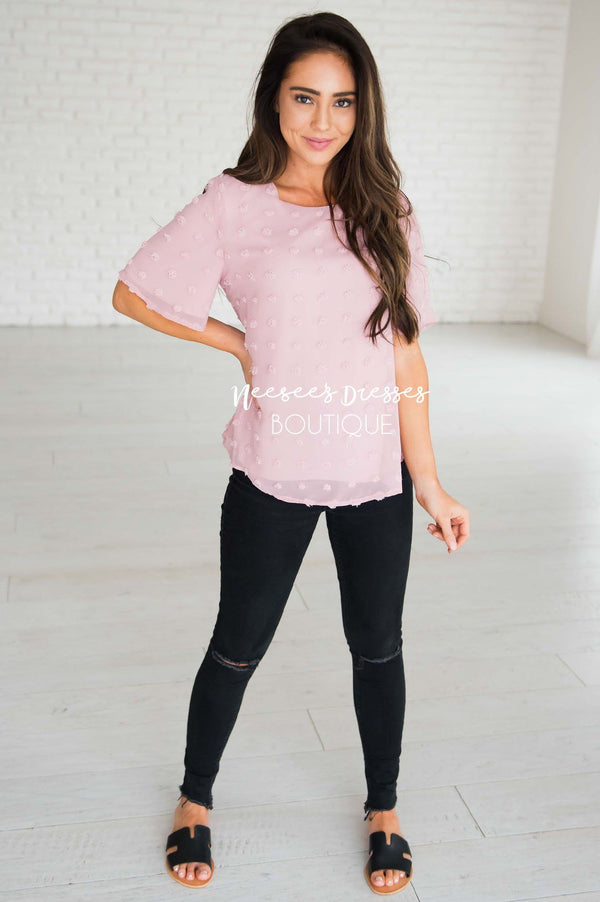 Mauve Swiss Dot Blouse | Cute Comfy Fall Cardigans