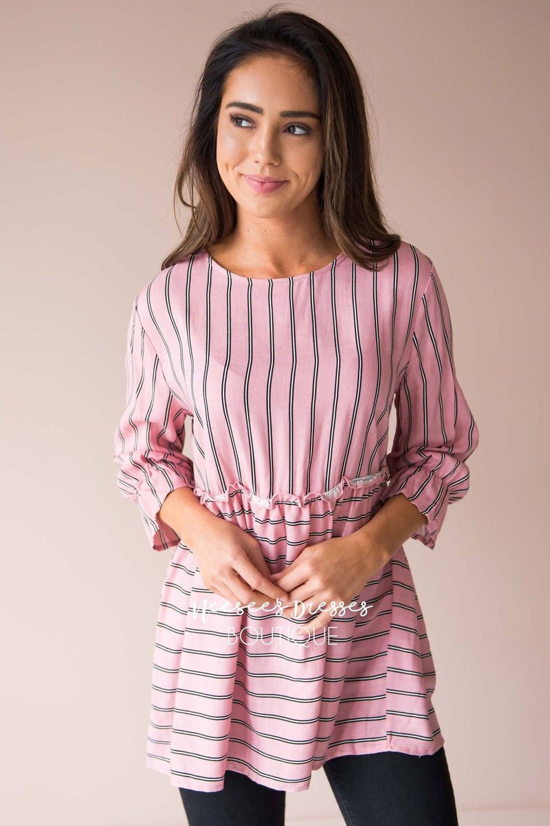 Rose Striped Peplum Modest Top | Best and Affordable Modest Boutique ...