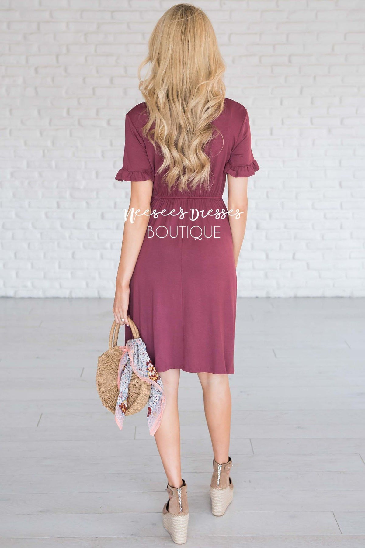 Wine Drawstring Modest Dress | Best Online Modest Boutique for Dresses ...