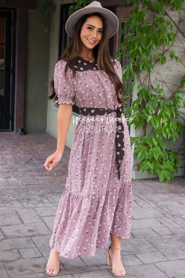 Purple Floral Modest Maxi Dress | Modest Dress for Bridesmaids | Cute ...