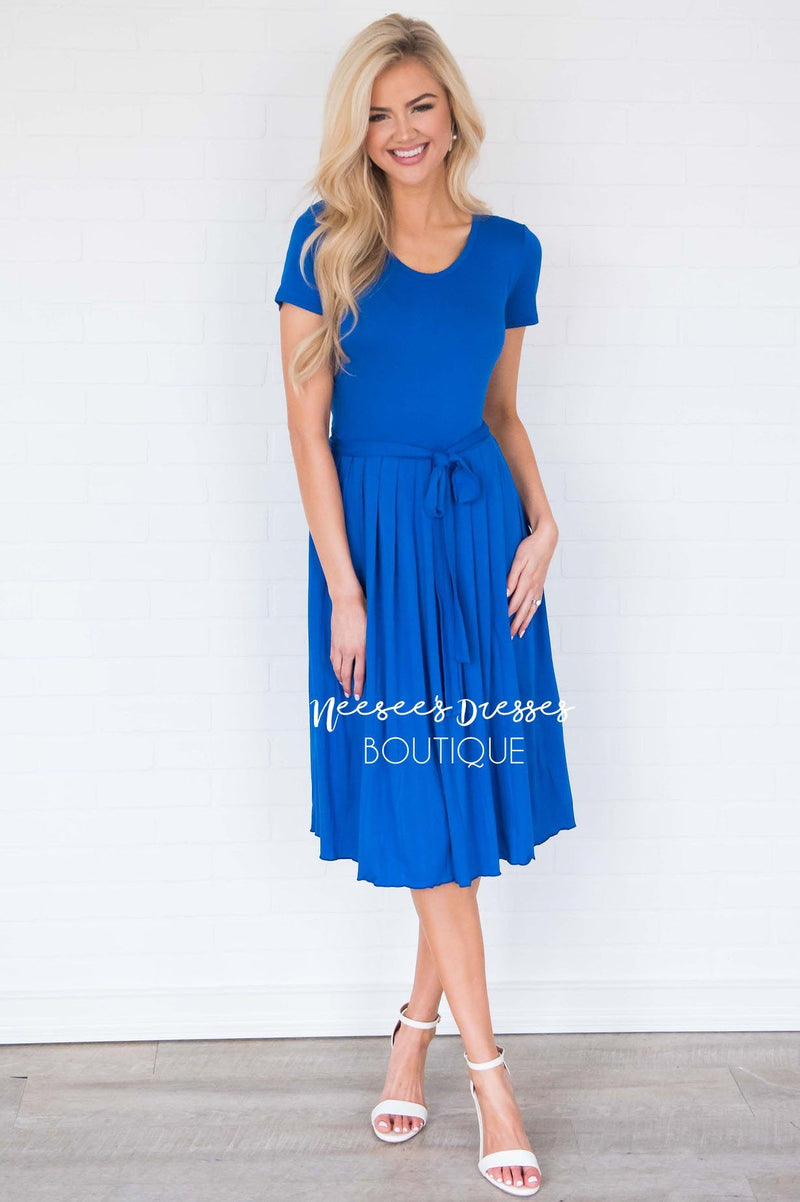 Royal Blue Pleated Modest Dress | Best and Affordable Modest Boutique ...