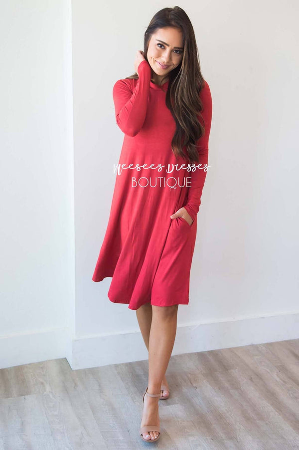 Barn Red Long Sleeve Modest Dress | Best and Affordable Modest Boutique ...