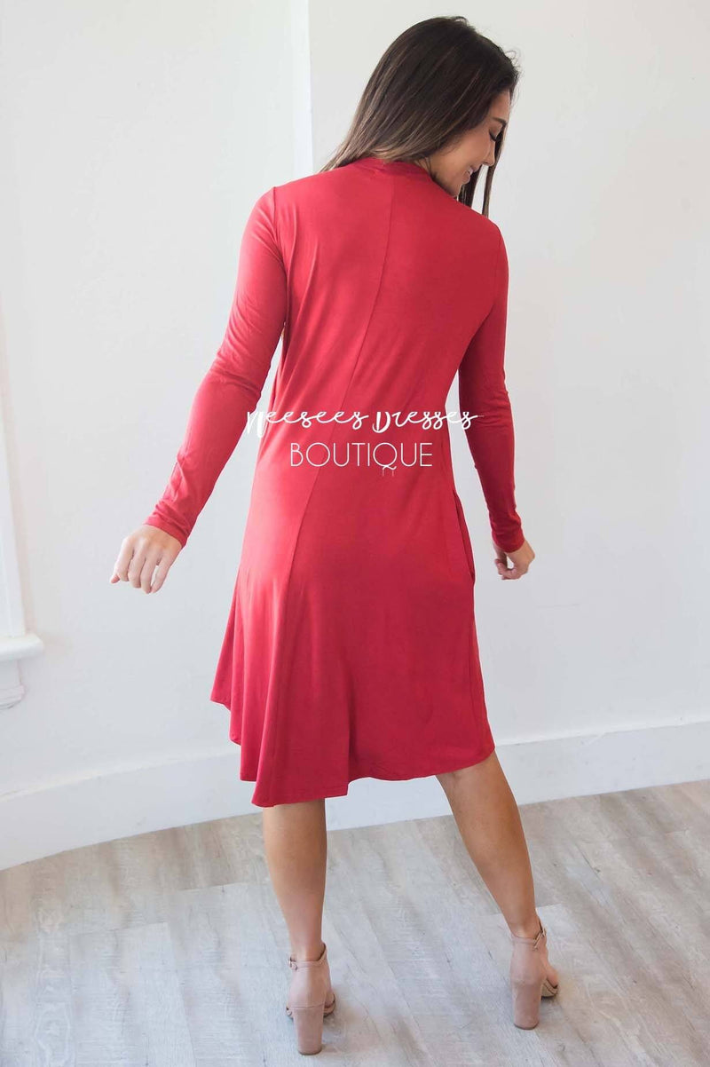 Barn Red Long Sleeve Modest Dress | Best and Affordable Modest Boutique ...