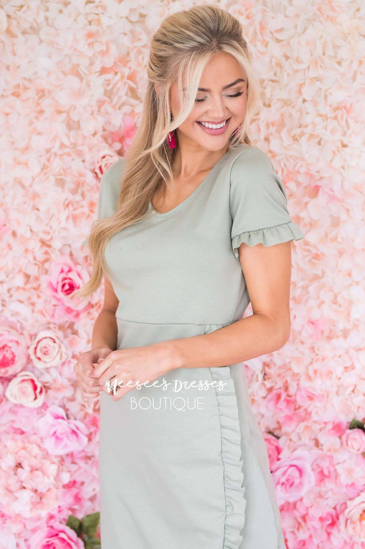 Sage Ruffle Modest Dress | Best and Affordable Modest Boutique | Cute ...