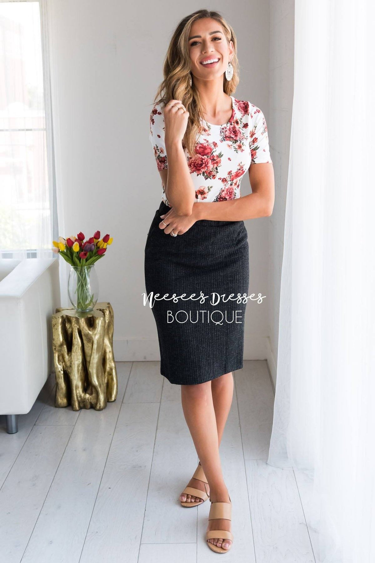 Ivory Rust Amber Floral Scoop Neck Top cute modest clothes | Modest ...