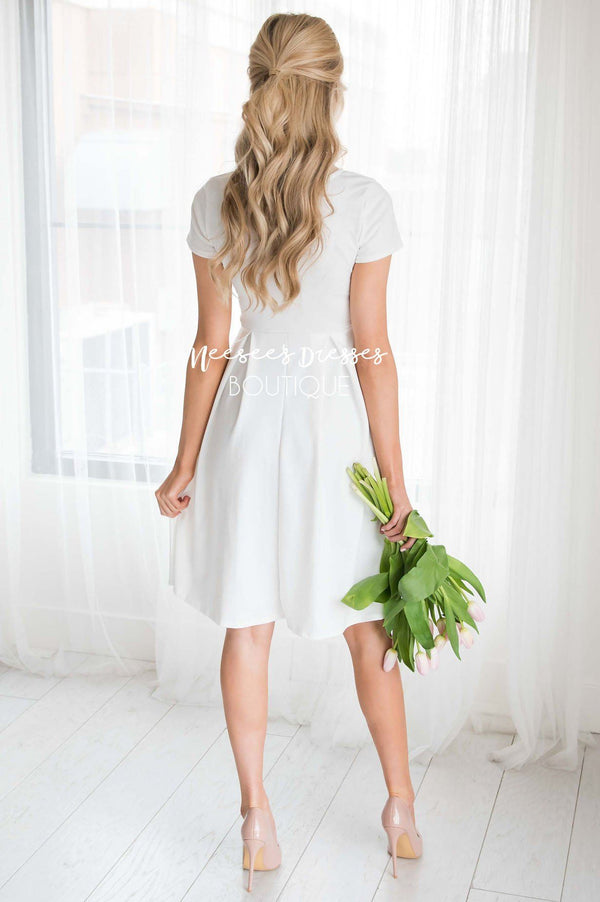 White Modest Midi Dress | Church Modest Dresses