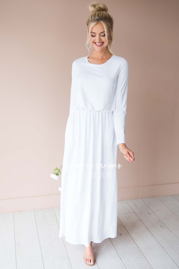 White Modest Temple Dress | Best and Affordable Modest Boutique | Cute ...