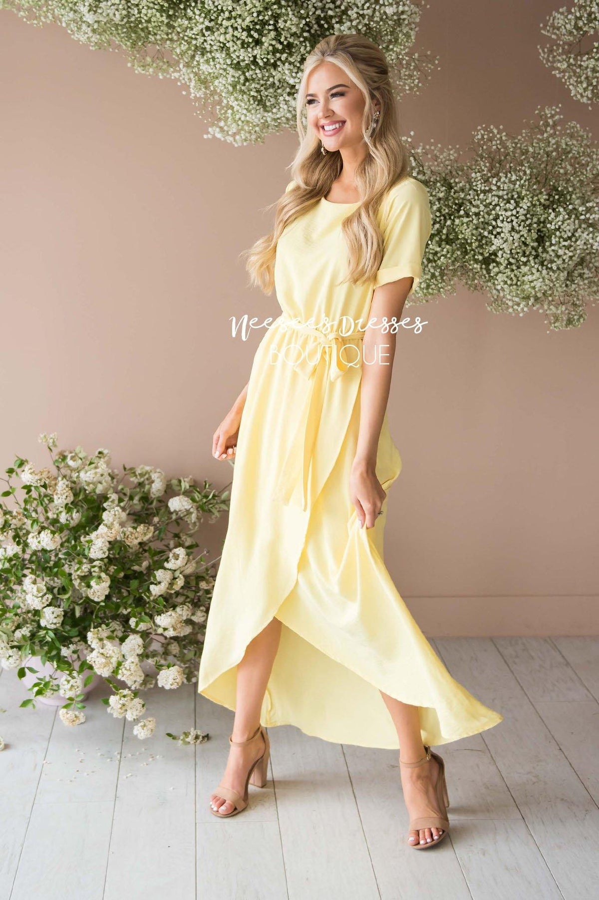 Soft Yellow Wrap Dress Modest Church Dress | Best and Affordable Modest ...