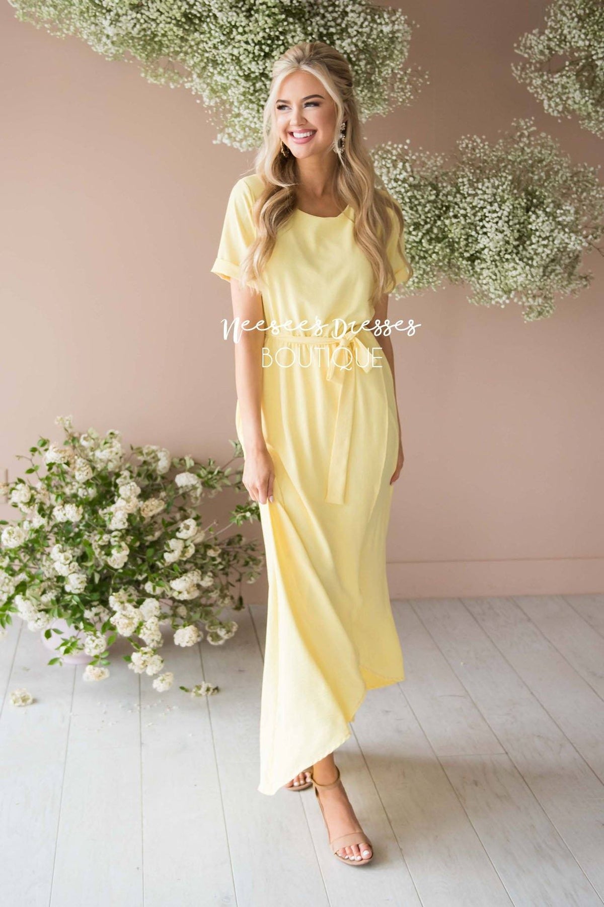 Soft Yellow Wrap Dress Modest Church Dress | Best and Affordable Modest ...