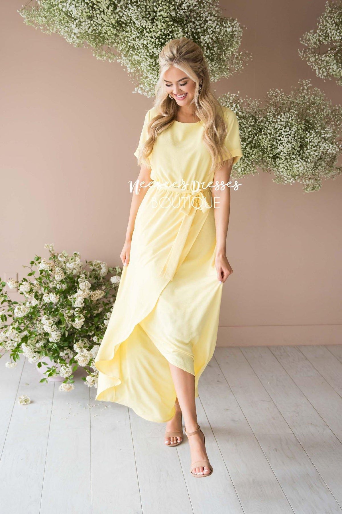 Soft Yellow Wrap Dress Modest Church Dress | Best and Affordable Modest ...