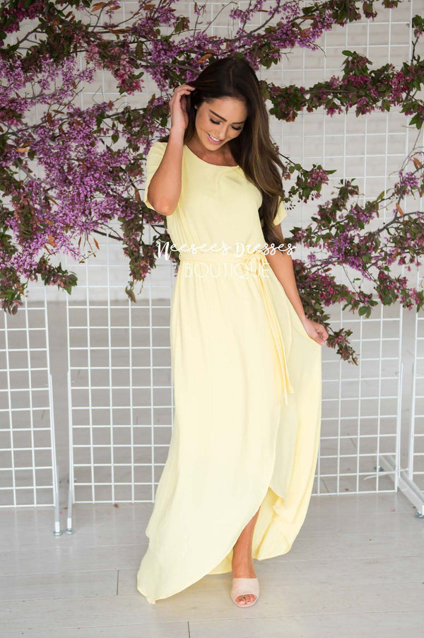 Soft Yellow Wrap Dress Modest Church Dress | Best and Affordable Modest ...