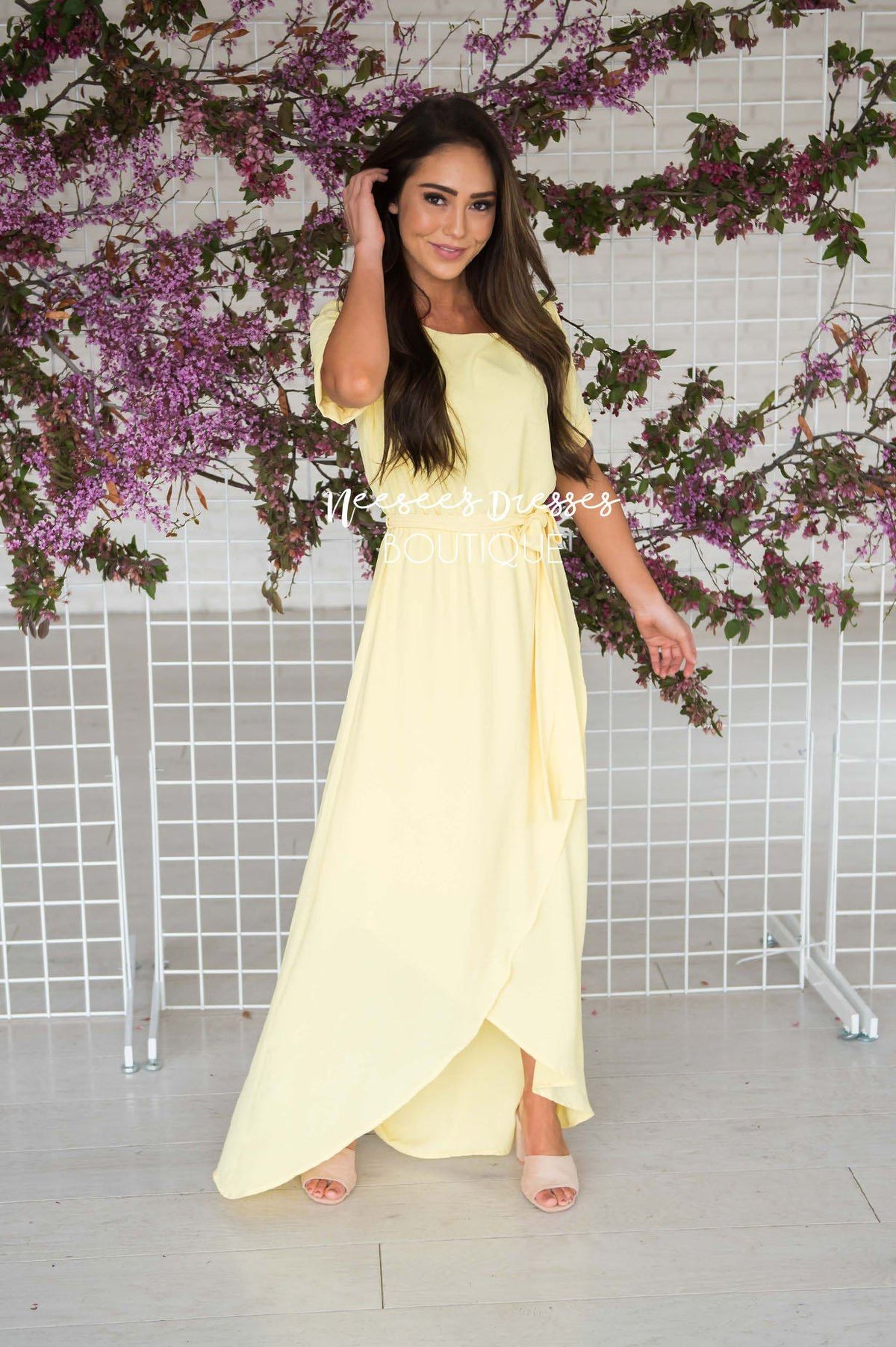 Soft Yellow Wrap Dress Modest Church Dress | Best and Affordable Modest ...