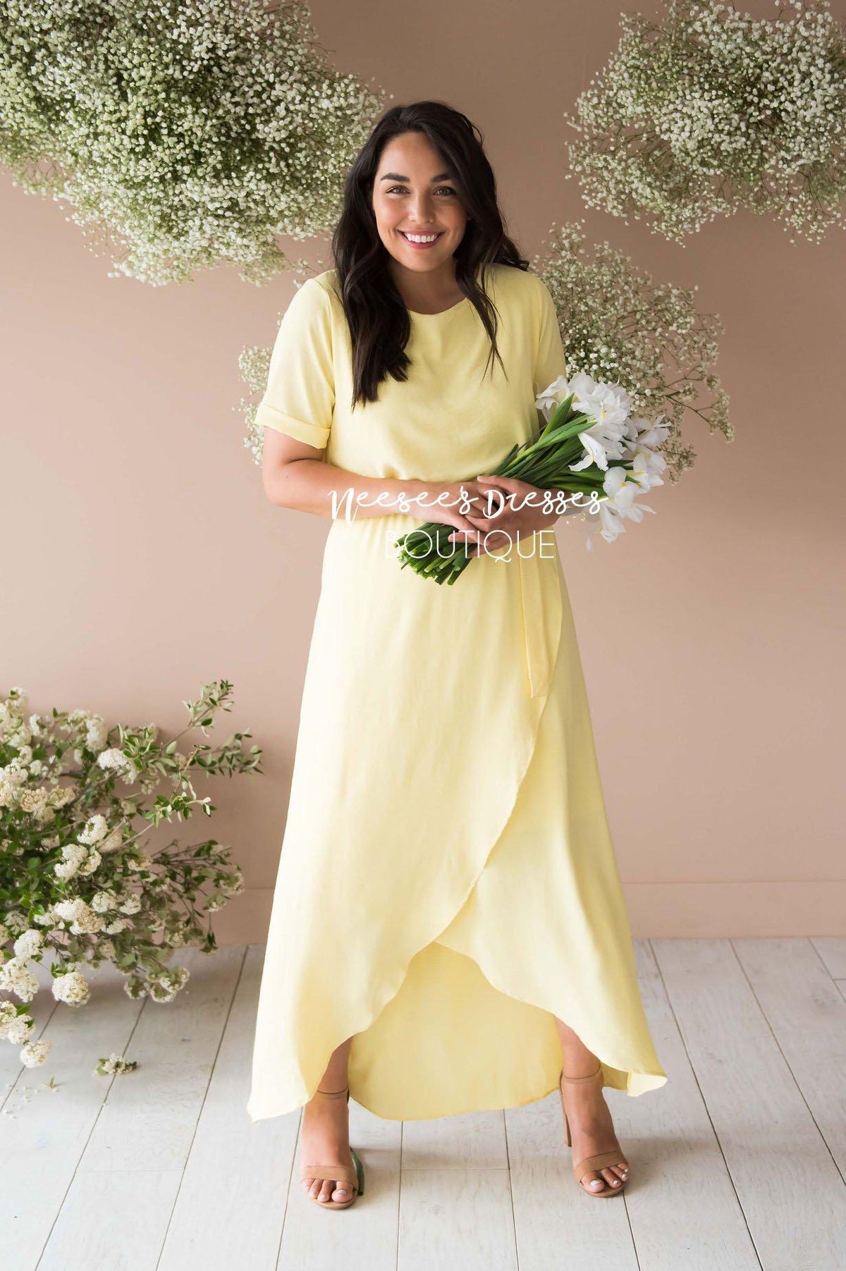 Soft Yellow Wrap Dress Modest Church Dress | Best and Affordable Modest ...
