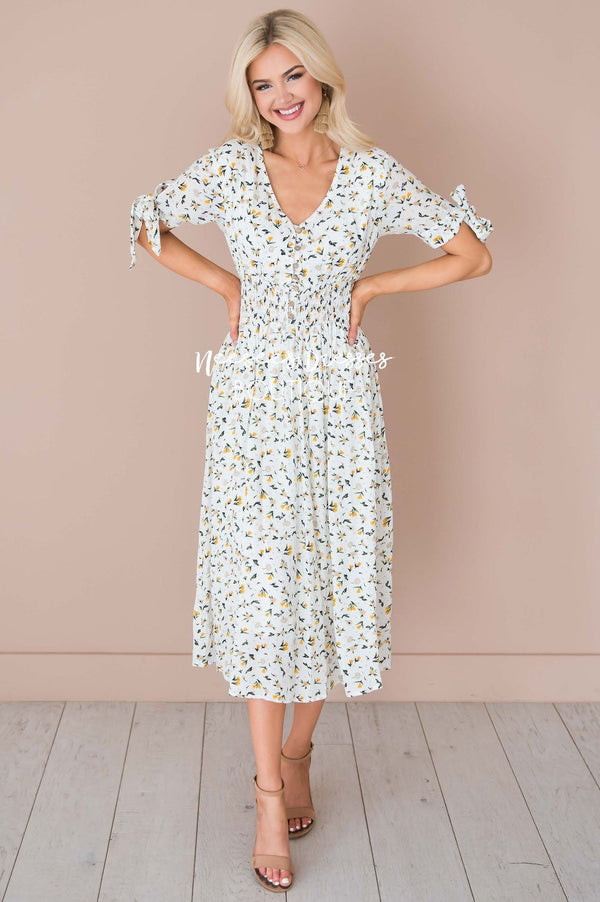 Ivory Mini Floral Modest Dress | Best and Affordable Modest Boutique ...