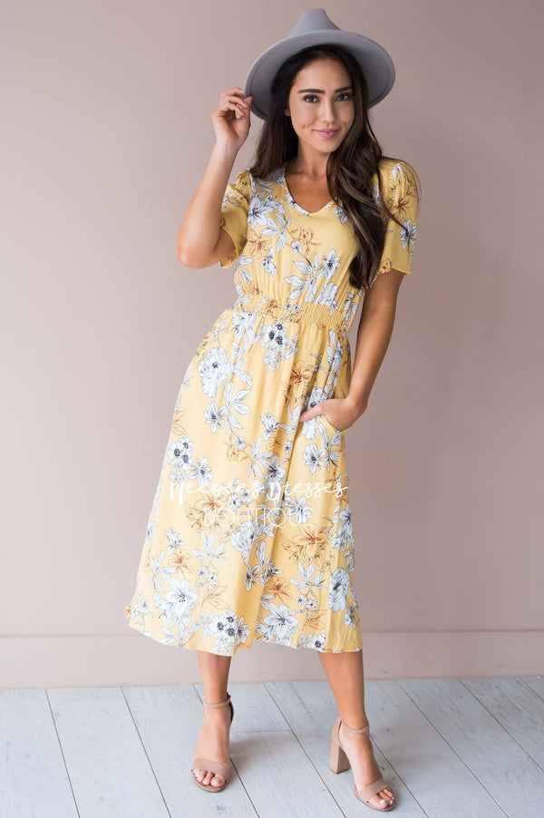 Yellow Floral Modest Dress | Best and Affordable Modest Boutique | Cute ...