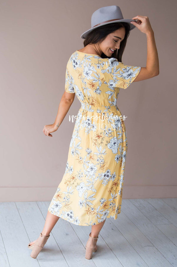 Yellow Floral Modest Dress | Best and Affordable Modest Boutique | Cute ...