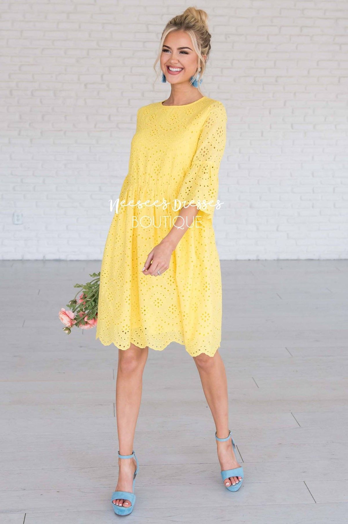 Yellow Eyelet Modest Dress | Best and Affordable Modest Boutique | Cute ...