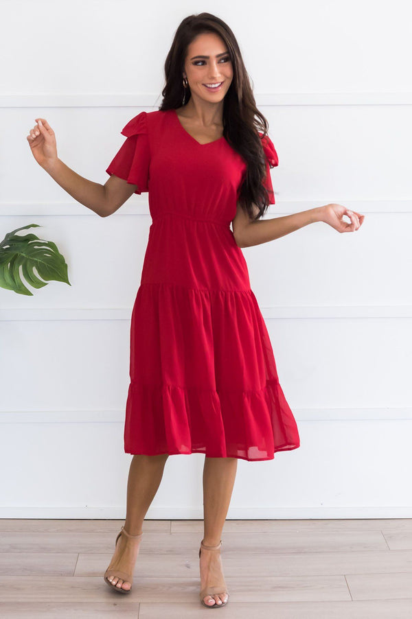 The Amara Modest Tea-Length Dress