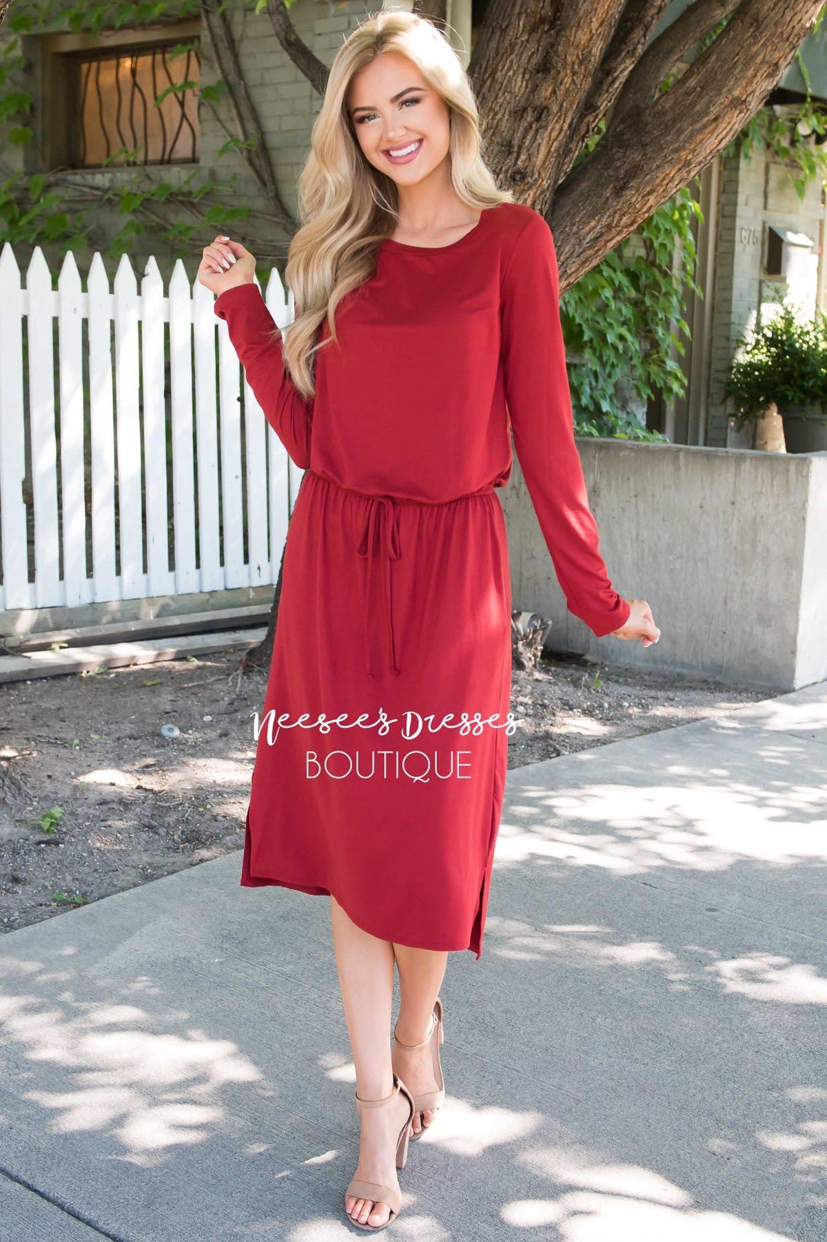Barn Red Long Sleeve Modest Dress | Best Place To Buy Modest Dress ...