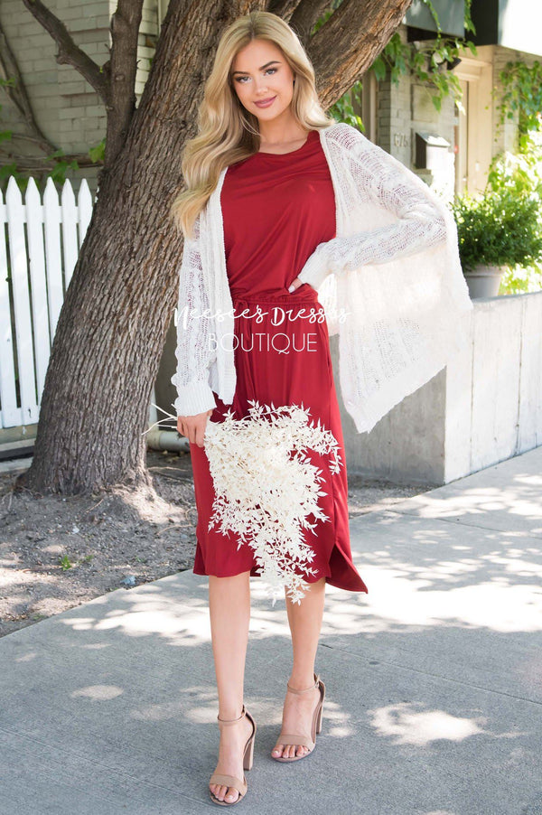 Barn Red Long Sleeve Modest Dress | Best Place To Buy Modest Dress ...